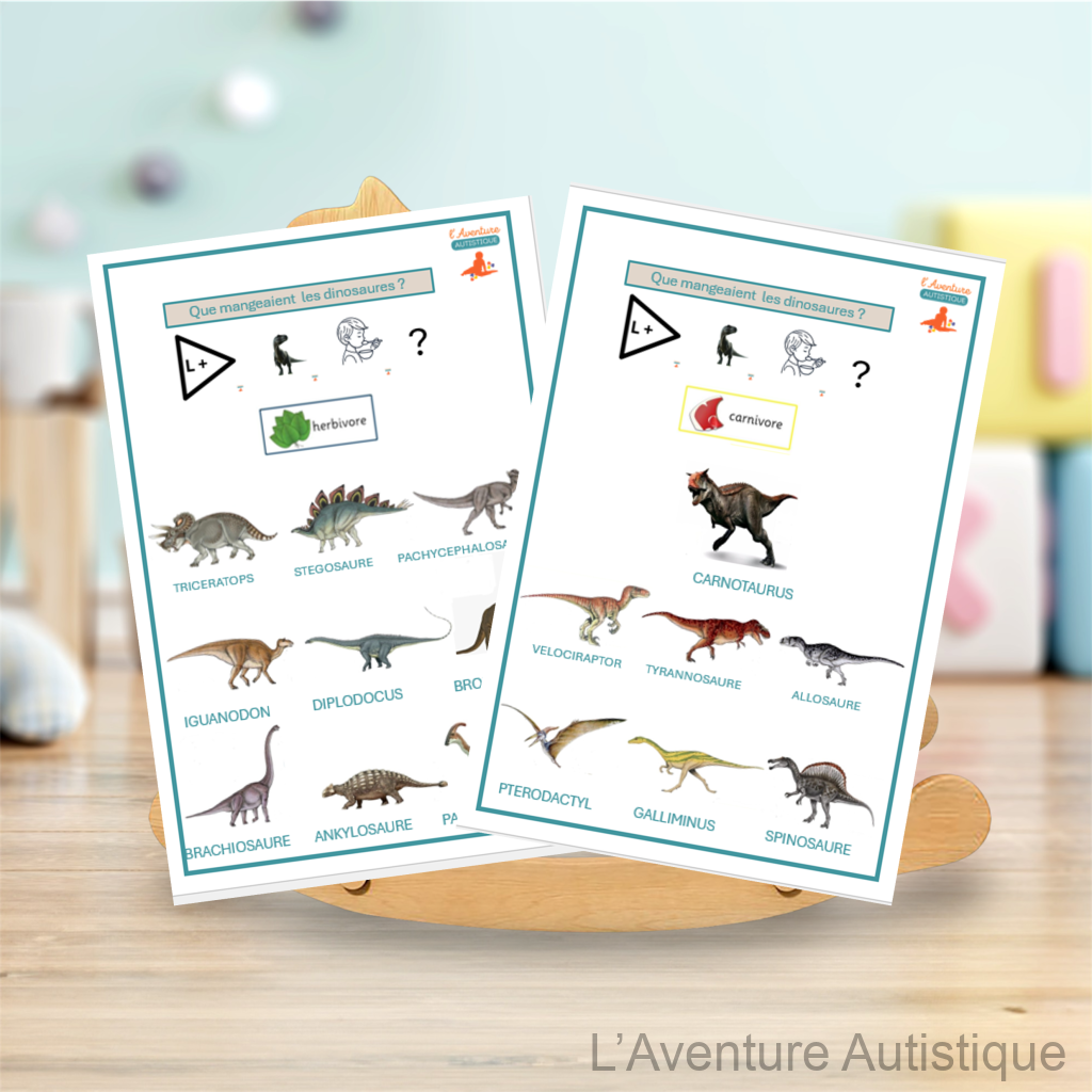 Outil pédagogique: Alimentation dinosaures - L'Aventure Autistique